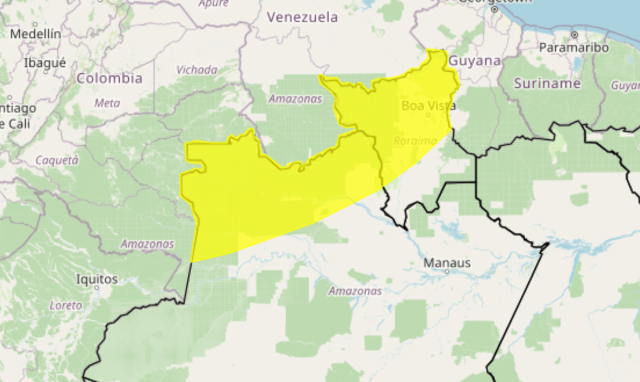 Alerta amarelo para parte da região do Amazonas e Roraima - Clima ao Vivo