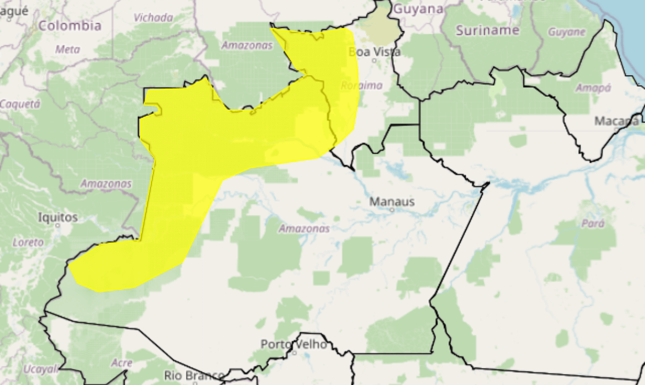 Alerta amarelo para chuva intensa no Amazonas e Roraima - Clima ao Vivo