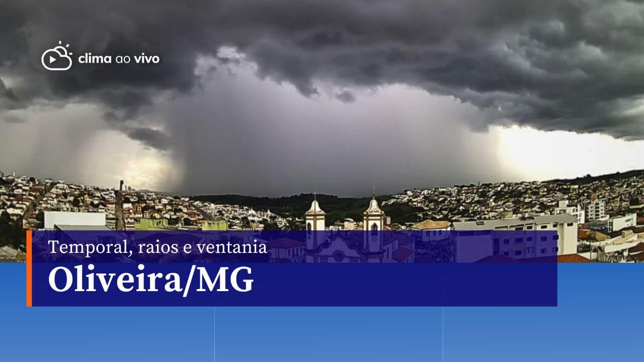 Temporal, chuva intensa, raios e ventania em Oliveira/MG, nesta tarde ...