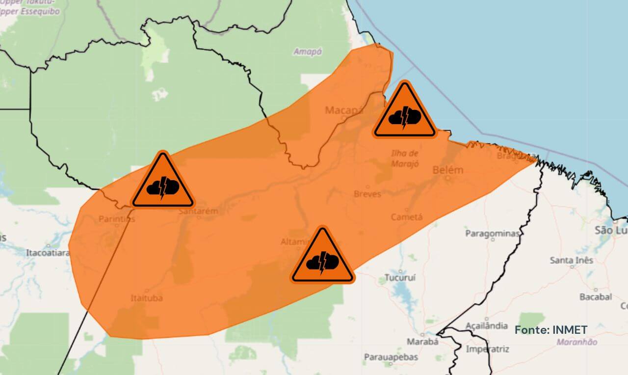 Alerta laranja para temporais, chuva intensa e ventania em partes PA ...