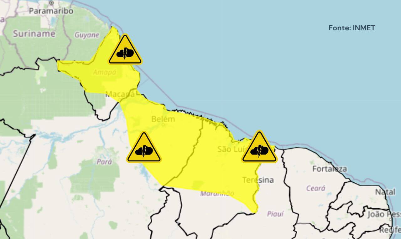 Alerta amarelo para temporais, chuva intensa e raios em partes do AP ...