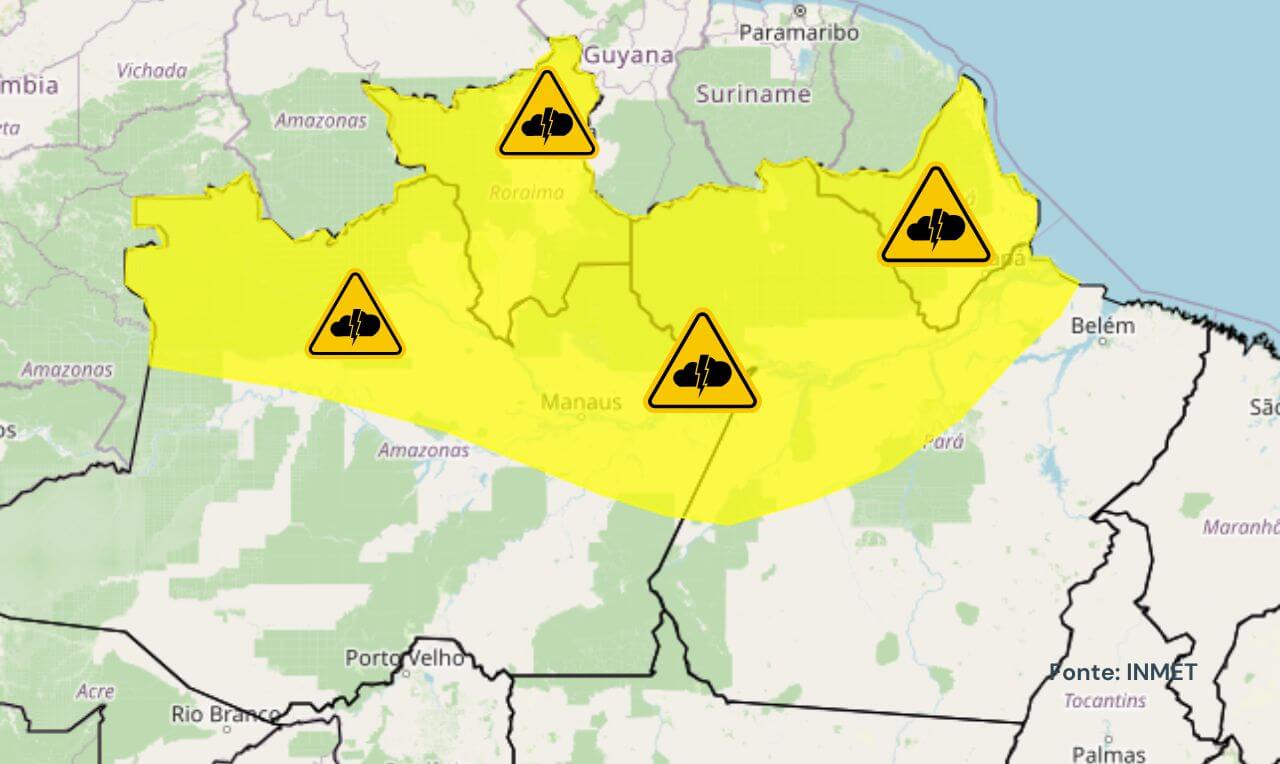 Alerta amarelo para temporais, chuva intensa e raios no AP e RR e ...