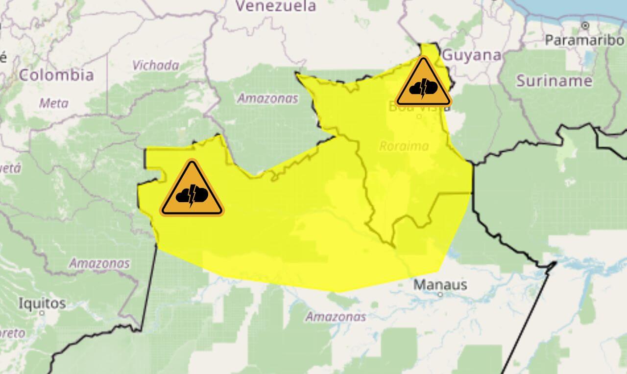 Alerta amarelo para temporais e chuva intensa em partes do Amazonas e ...