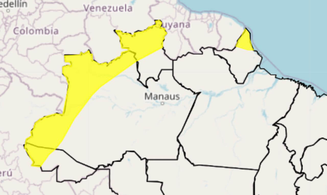Alerta amarelo para chuva intensa, raios e ventos em partes de RR, AM ...
