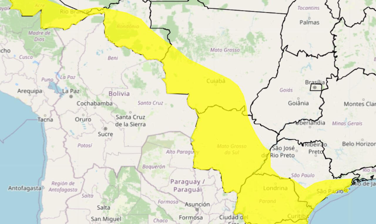 Alerta amarelo: Declínio de temperatura em partes de SC, PR, SP, RJ, MT ...